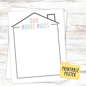 Editable House Rules Chart for Kids and Families Household - Etsy