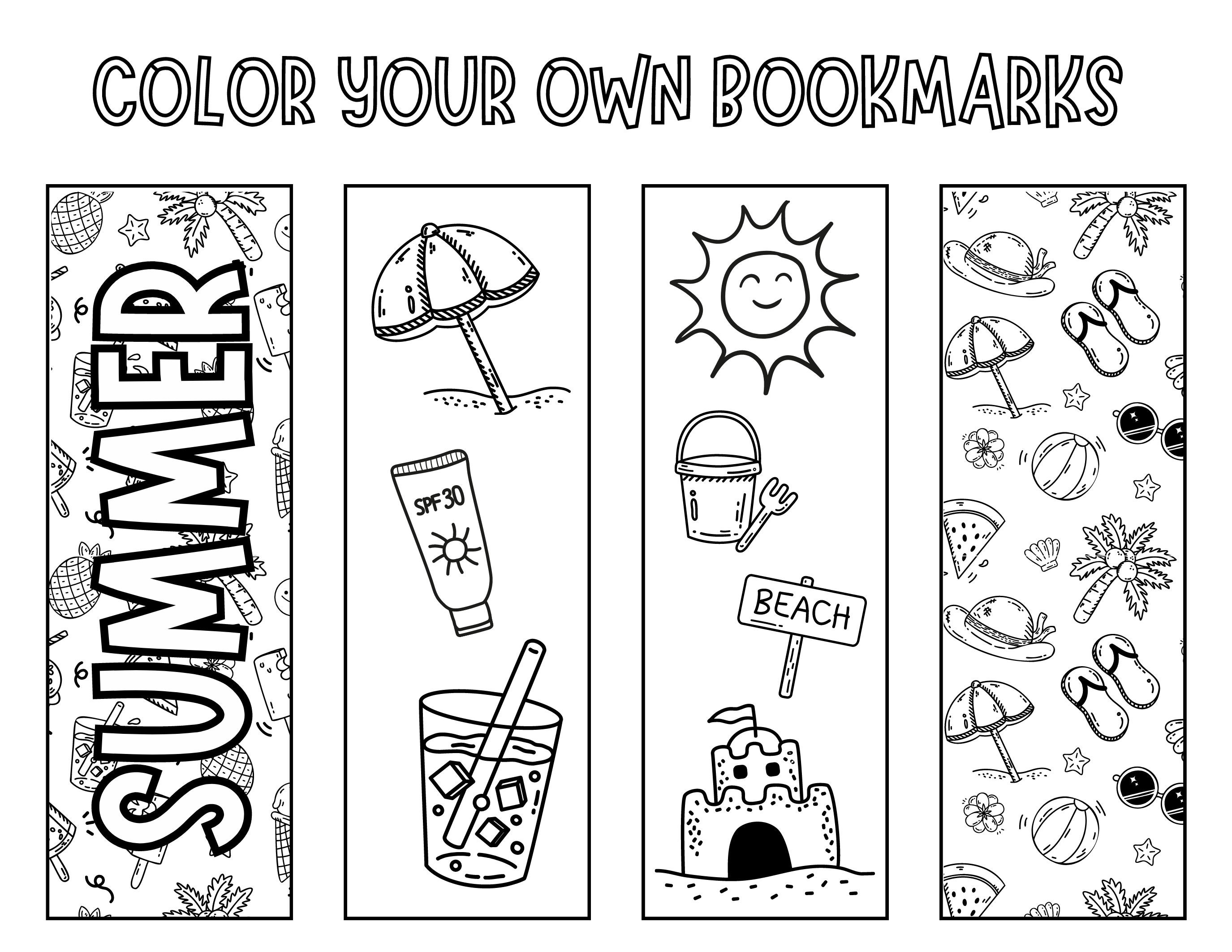 Seasons Bookmark Set, Color Your Own Bookmark, Printable Activity for ...