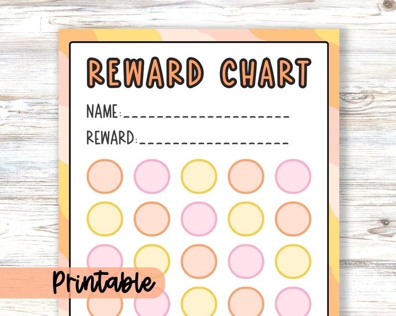 Reward Chart for Kids, Printable Sticker Chart Positive Behavior Teen ...