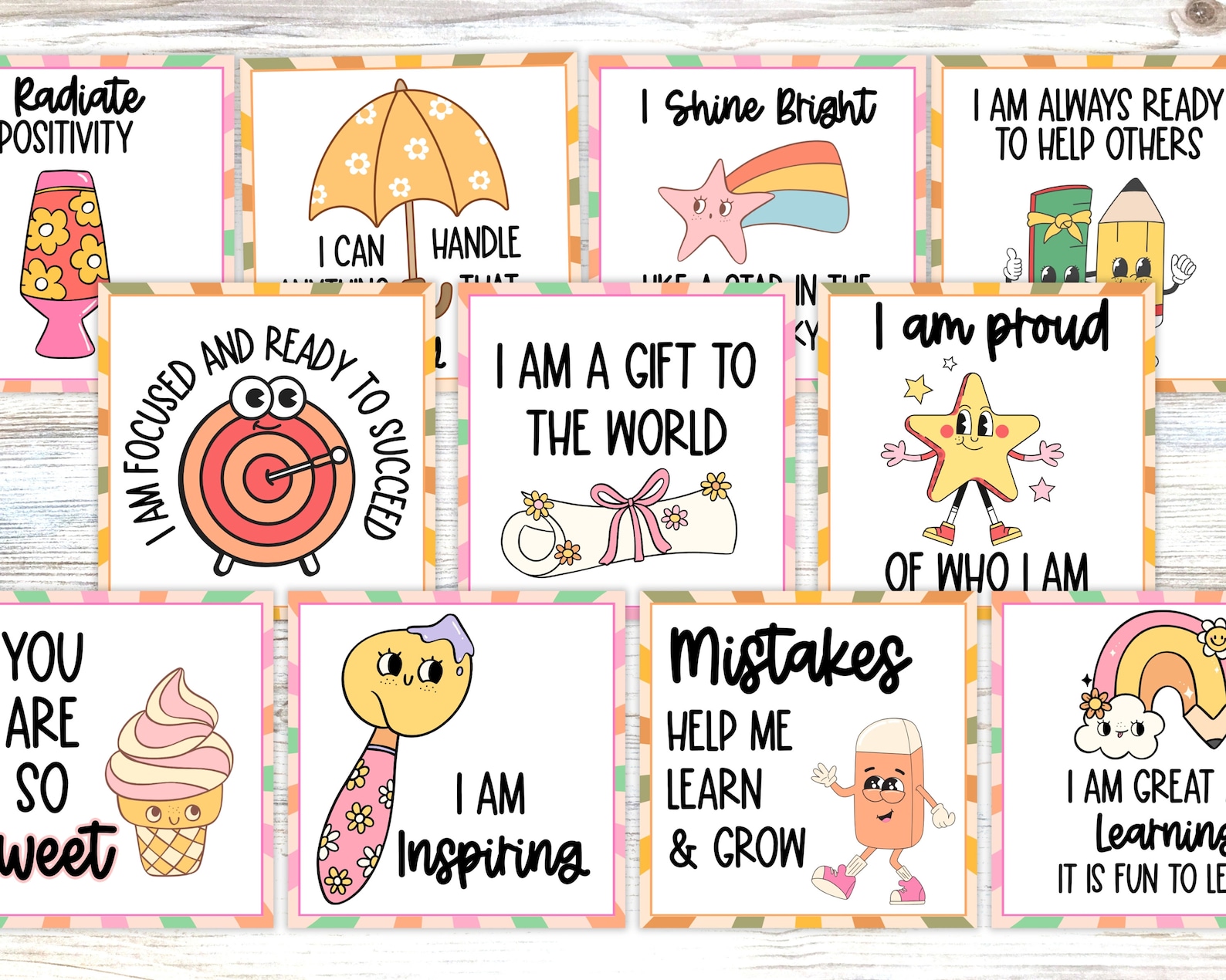 Daily Affirmation Cards for Kids, Back to School Quote Cards, Lunch Box ...