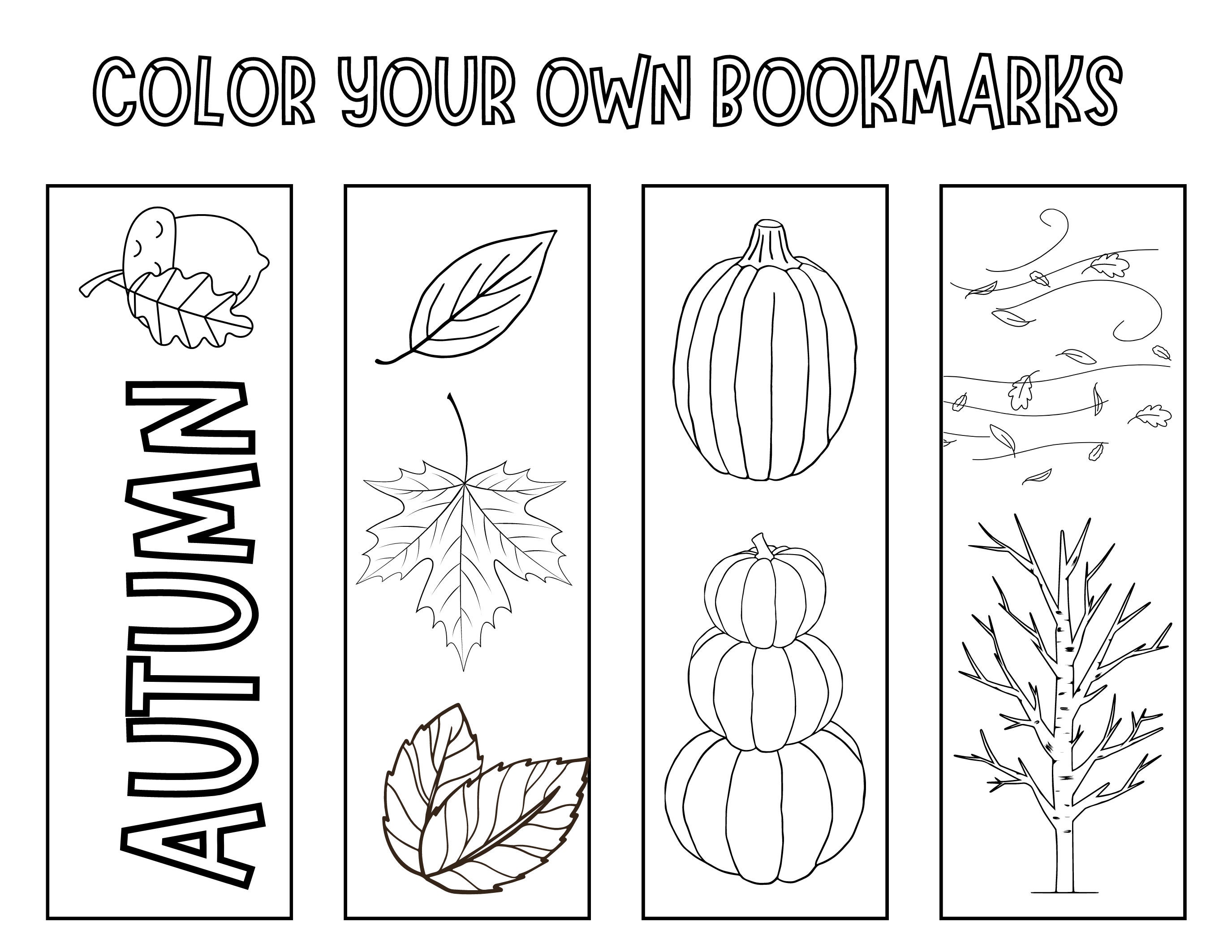 Seasons Bookmark Set, Color Your Own Bookmark, Printable Activity for ...