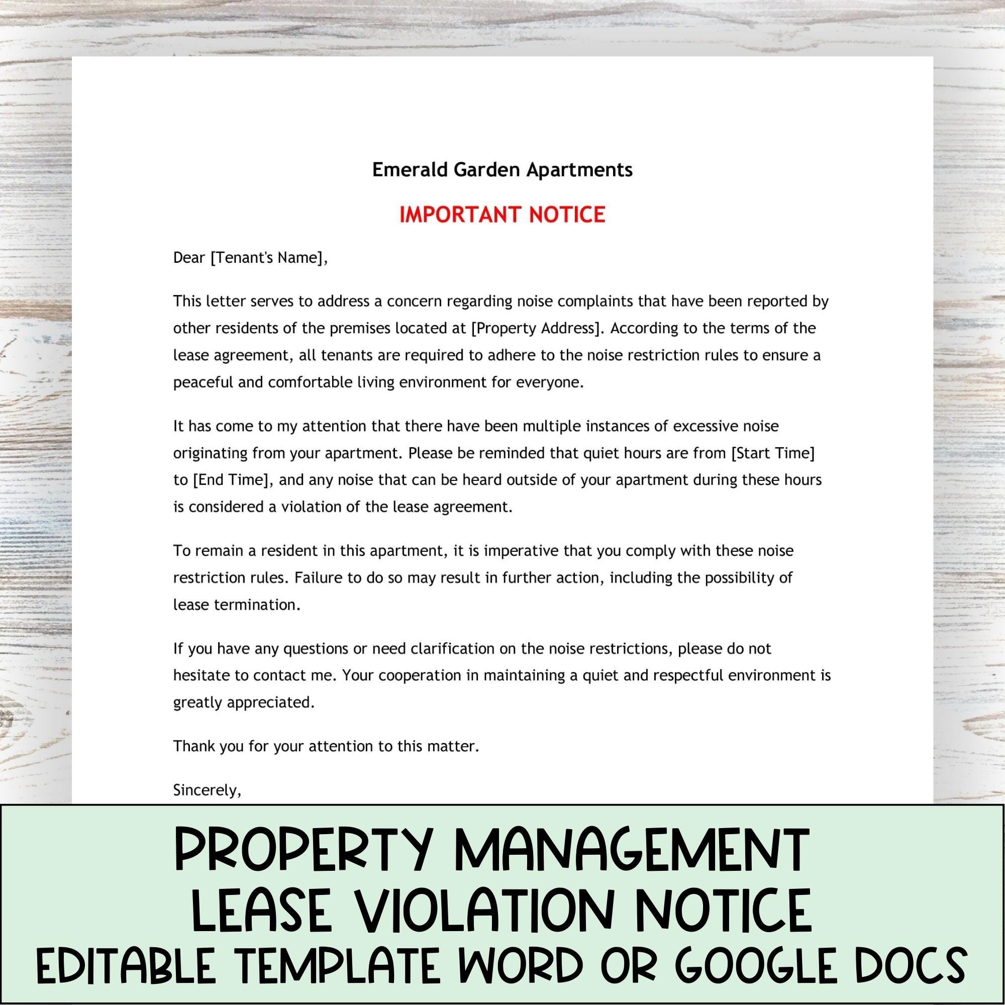 Tenant Complaint Letter Sample