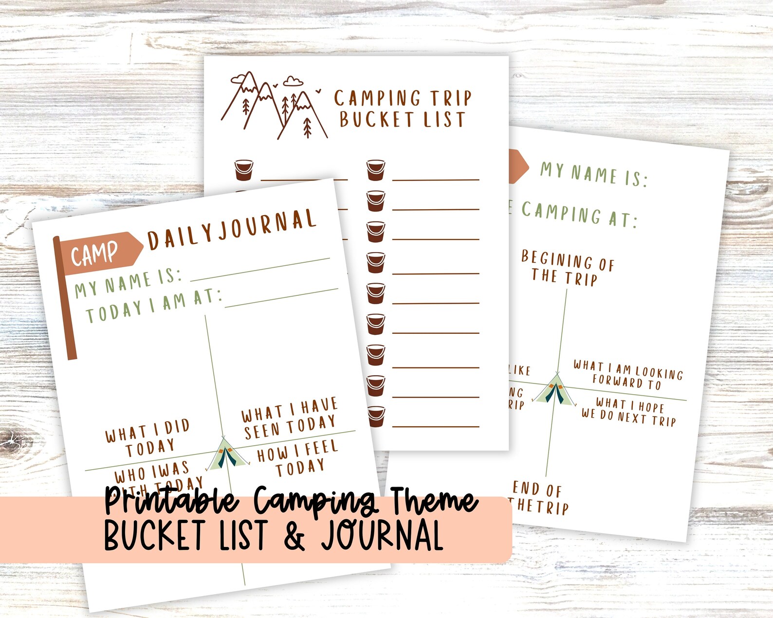 Printable Bucket List & Summer Camp Reflection Prompted Journal for ...