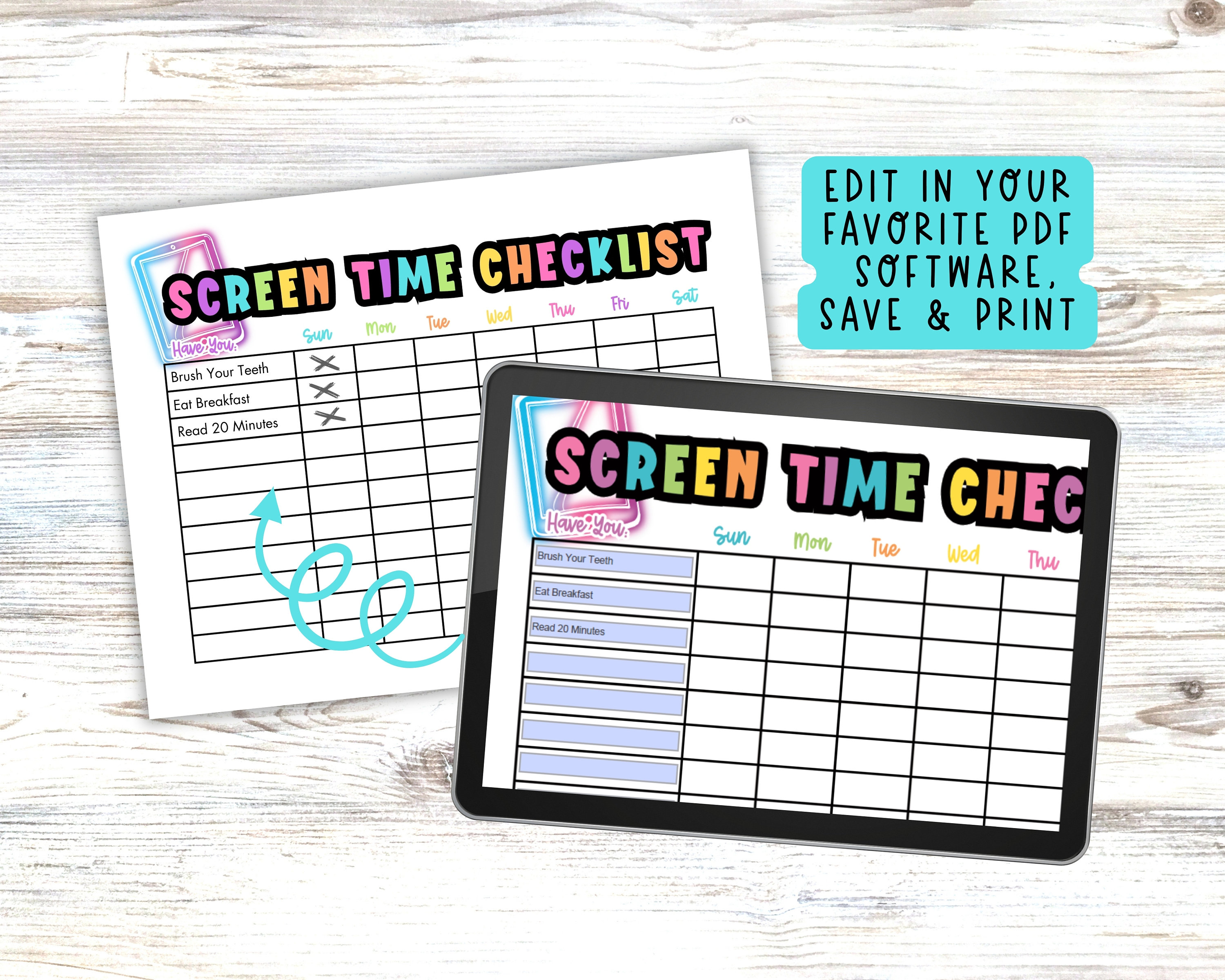 Earn Screen Time Sticker Chart, Good Behavior Checklist, Weekly Routine ...