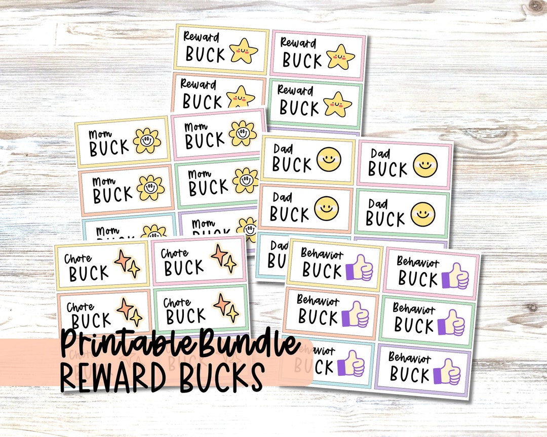 Reward Bucks for Kids Printable Reward System - Mom Bucks, Dad Bucks ...