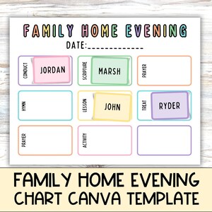 Printable Family Home Evening Chart: Editable FHE Assignments (digital ...