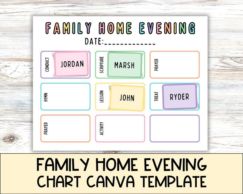 Printable Family Home Evening Chart: Editable FHE Assignments (digital ...