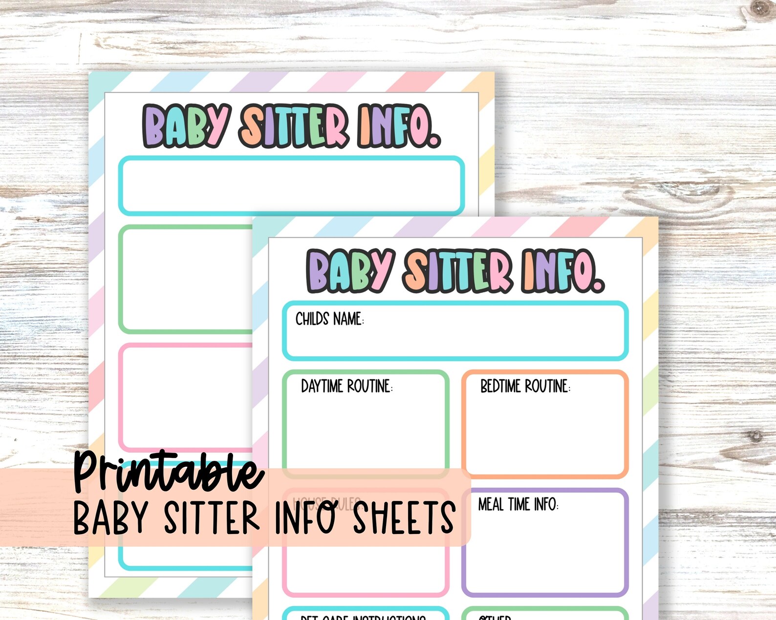 Family Emergency Information Sheet , Baby Sitter Printable, Diaper Bag ...