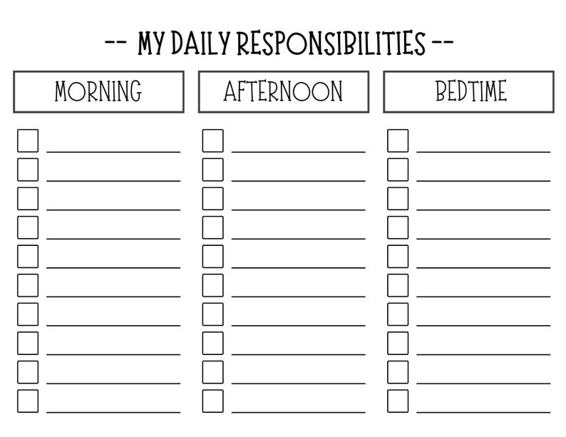Daily Routine Checklist, Editable or Printable Chore Chart ...