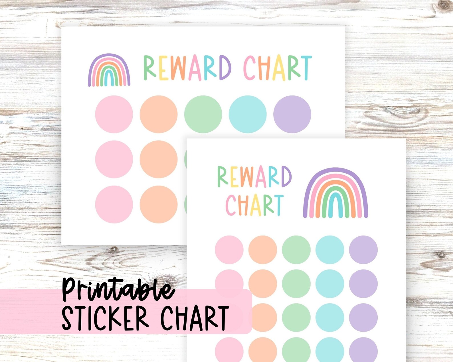 Printable Rainbow Reward Chart for Kid Sticker Chart Positive Behavior ...