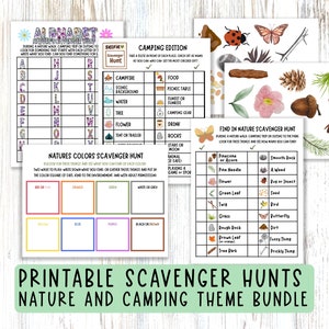 Nature Scavenger Hunt Bundle Outdoor Game for Kids Printable Camping ...