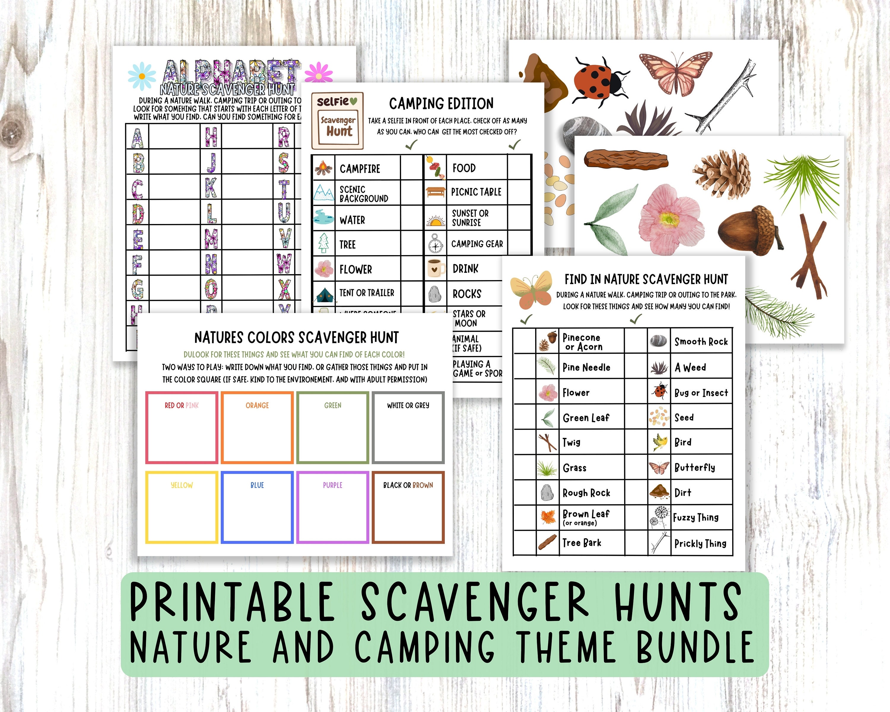 Nature Scavenger Hunt Bundle Outdoor Game for Kids Printable Camping ...