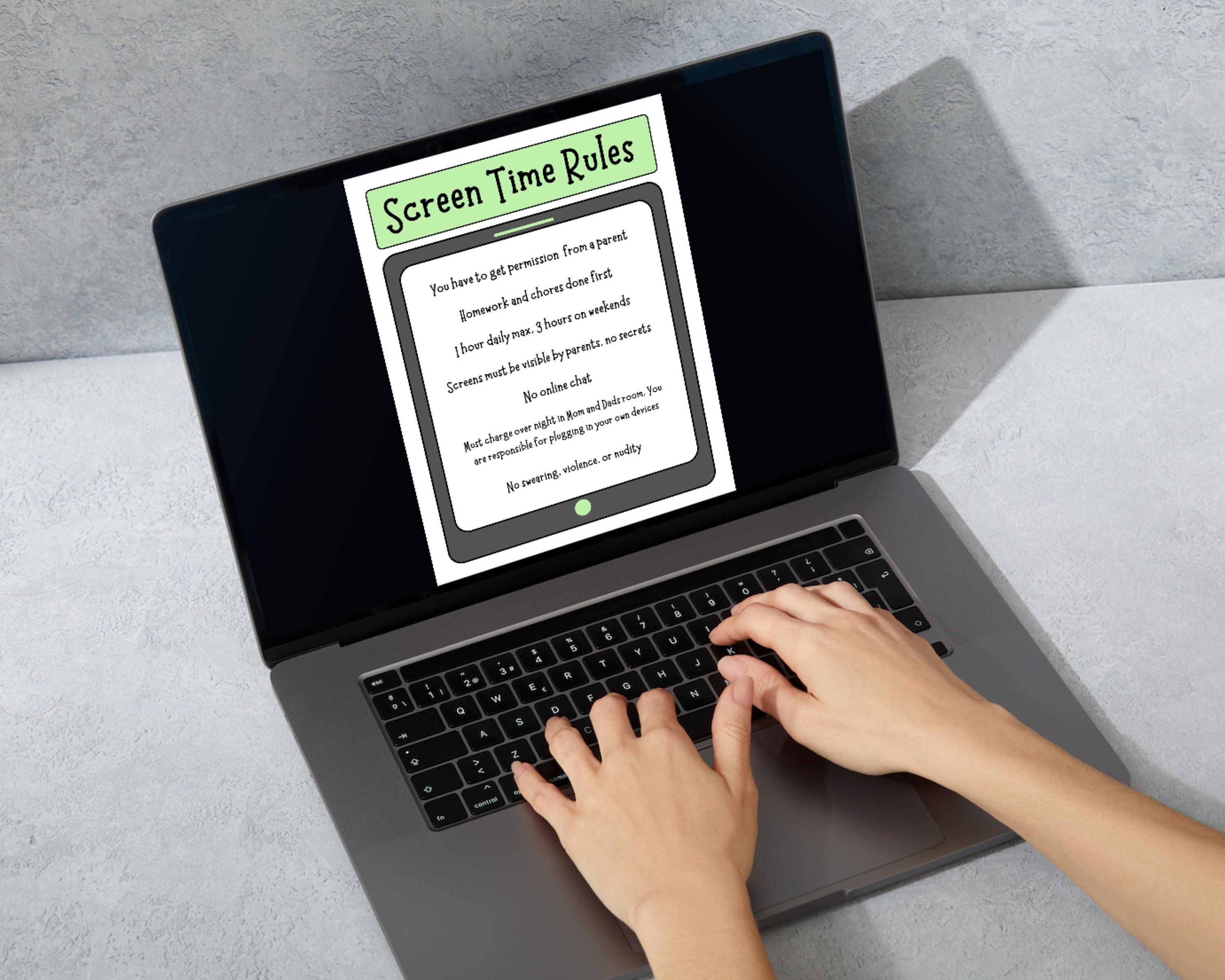 Screen Time Rules Editable Template, Screen Safety Rules Families and ...