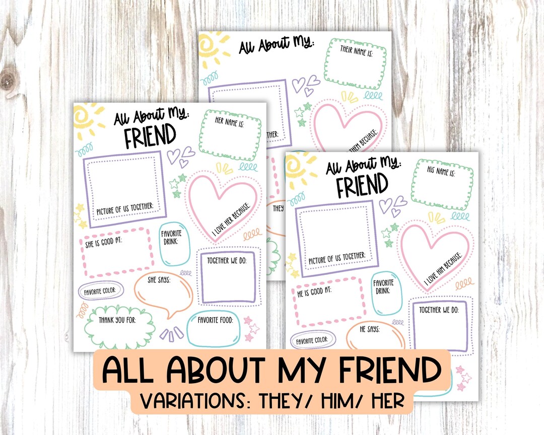 All About My Friends & Family Bundle, Printable Mother's Day Keepsake ...