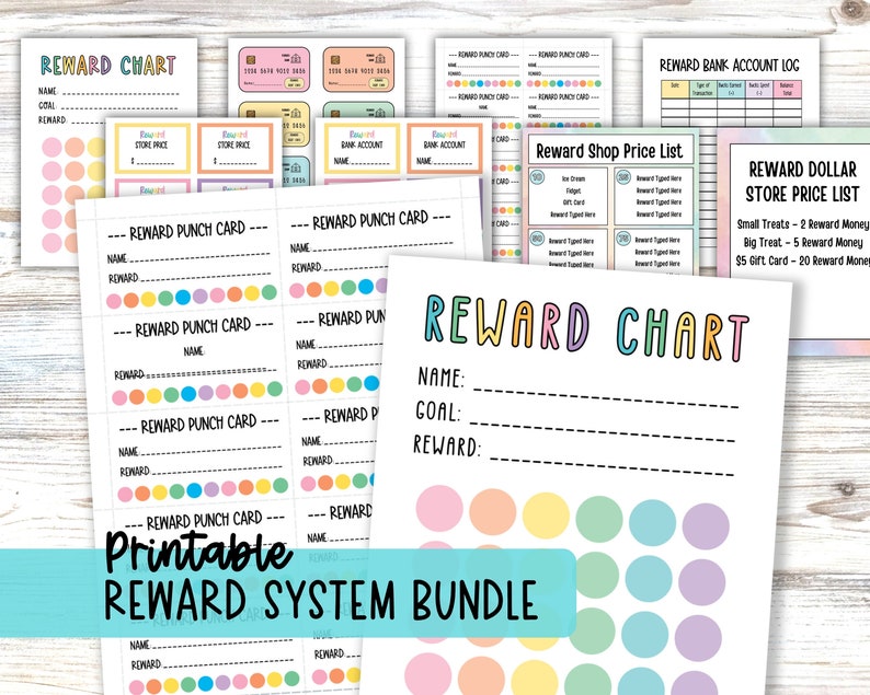 Reward Punch Card, Allowance Ledger, Behavior Sticker Chart, Printable ...
