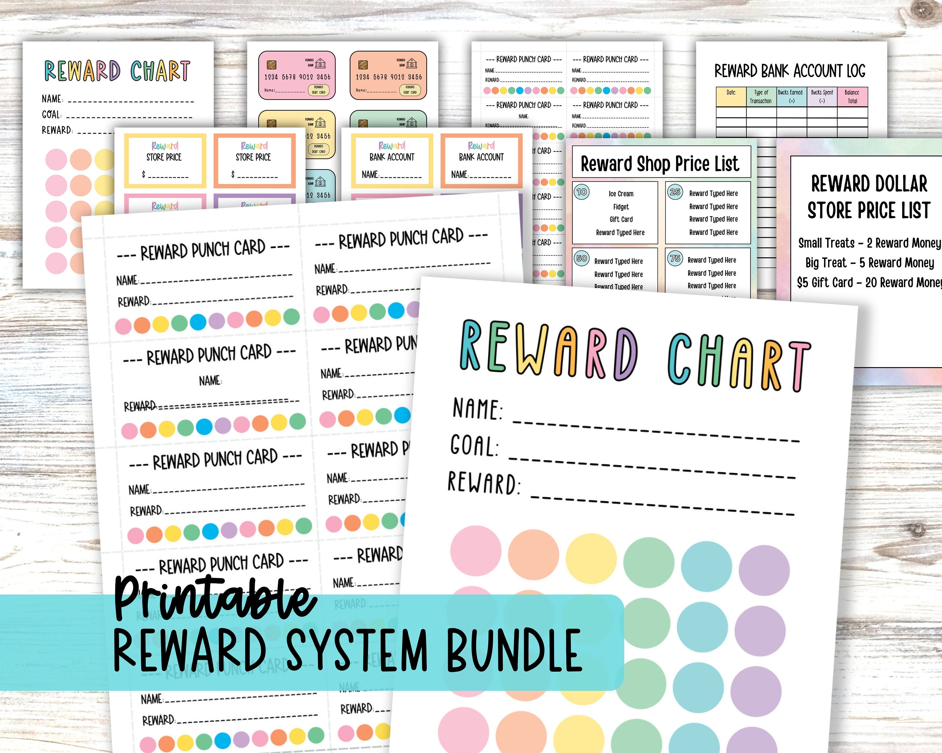 Reward Punch Card, Allowance Ledger, Behavior Sticker Chart, Printable ...