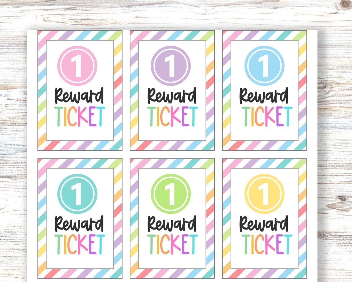 Reward Ticket for Kids Good Behavior, Printable Prize Box System ...