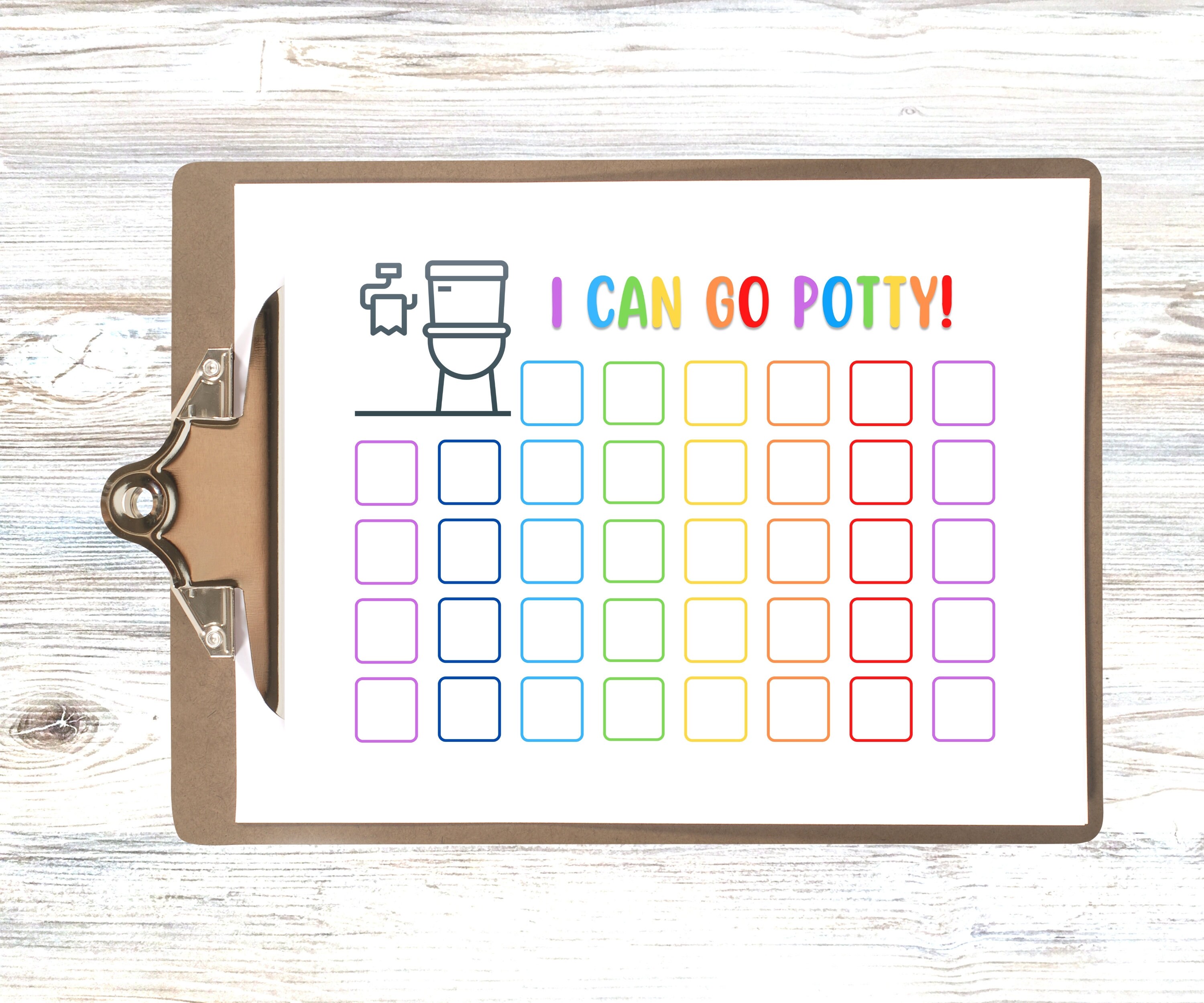 Potty Training Sticker Chart, Toddlers Rainbow Reward System, Printable ...