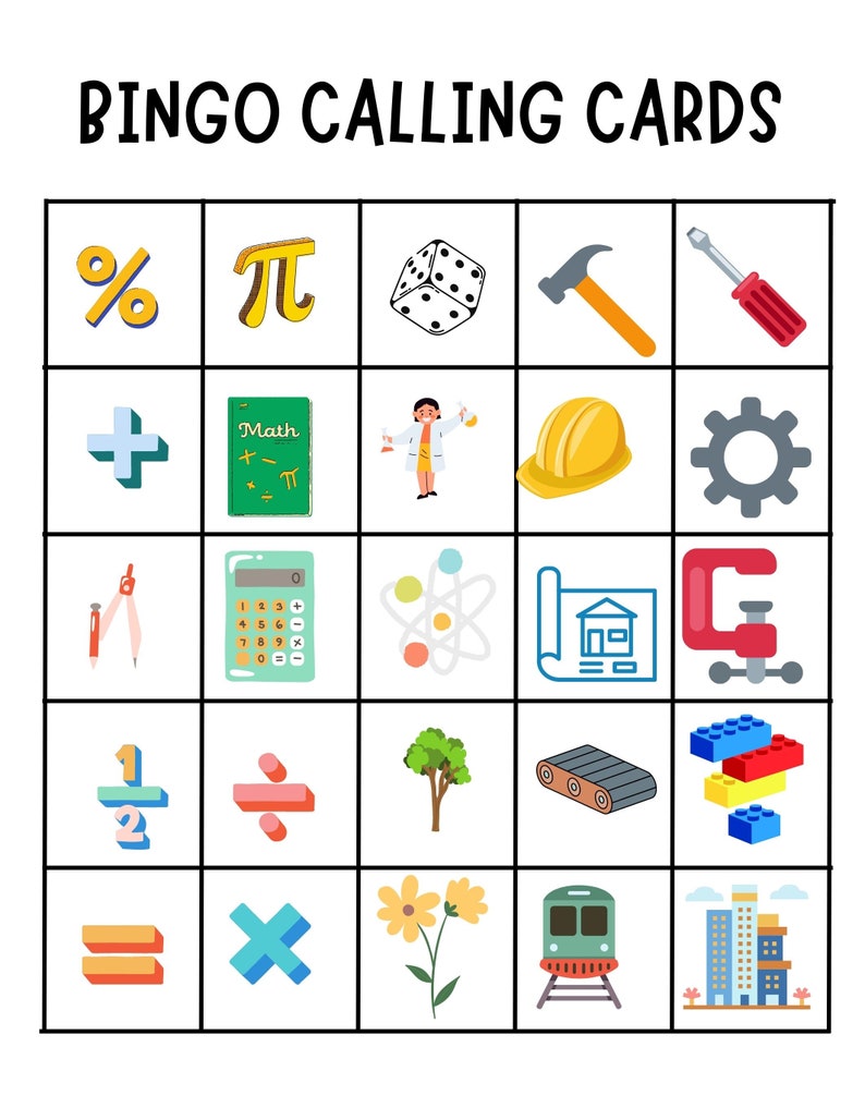 Printable STEM Bingo Calling Card and Bingo Boards Educational Activity ...