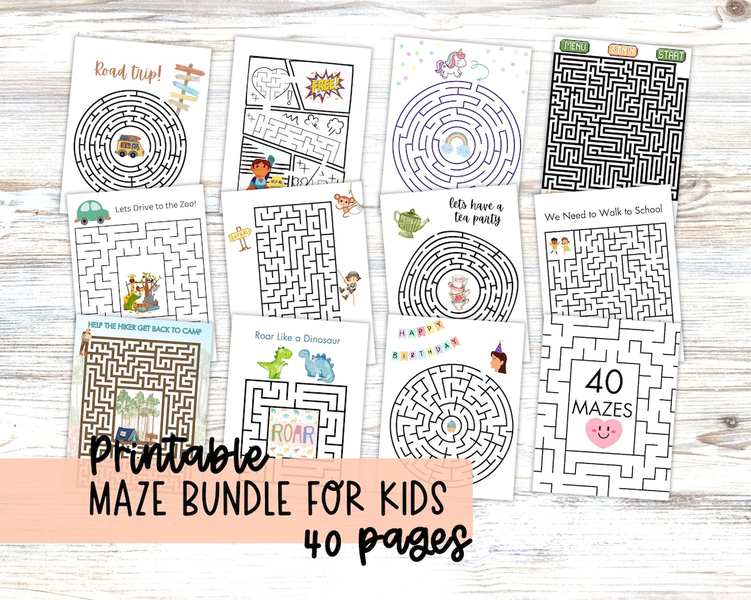 Mazes for Kids Puzzle Book Printable Activity Pages Learning Activity ...