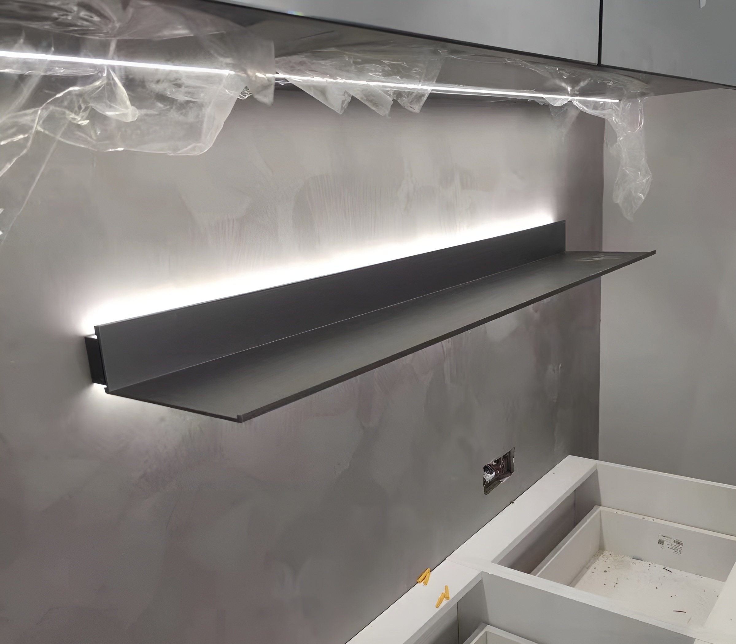 Double Recessed LED Built in Aluminum Floating Shelves - Etsy Australia