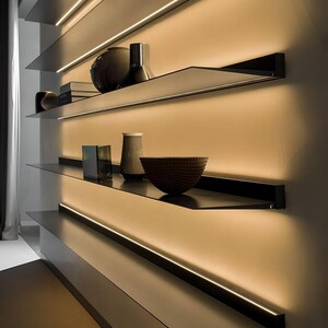 Double Recessed LED Built in Aluminum Floating Shelf - Etsy Australia