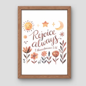 Rejoice Always, Boho Christian Prints, Boho Christian Png, Bible Verse ...