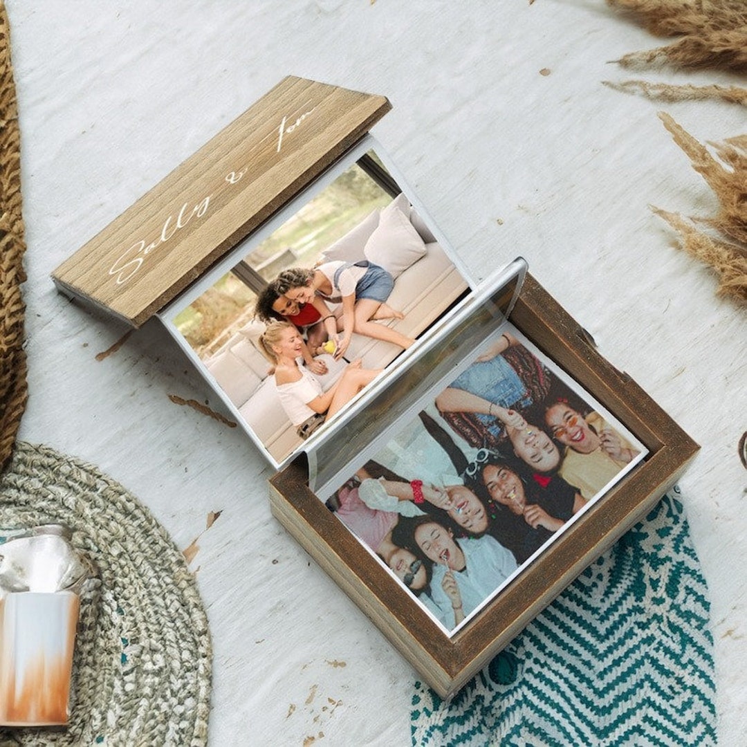 Custom Pull Out Photo Memory Box, Trinket Wooden Box, Memory Keepsake ...