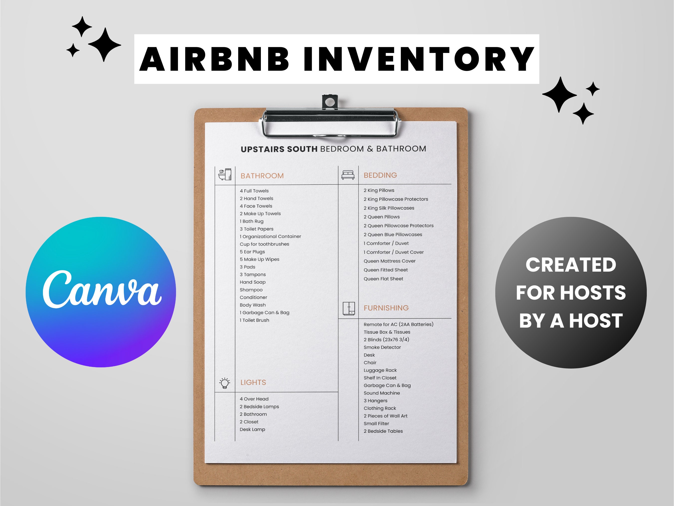 Inventory Checklist Editable Printable Canva Template Airbnb VRBO ...