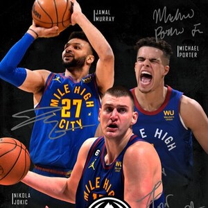 Nikola Jokic Jamal Murray Michael Porter Jr. Denver Nuggets Signed Photo Autograph Print Poster ...