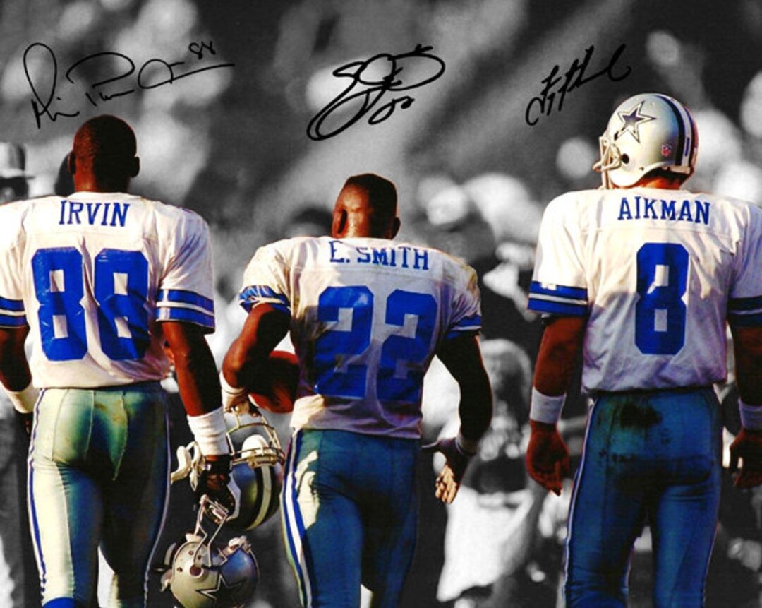 Troy Aikman Michael Irvin Emmitt Smith Dallas Cowboys Signed Photo Autograph Print Poster Wall ...