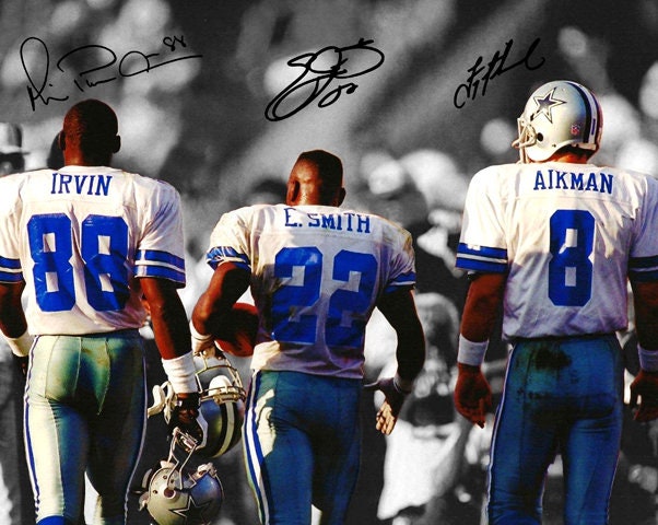 Troy Aikman Michael Irvin Emmitt Smith Dallas Cowboys Signed - Etsy