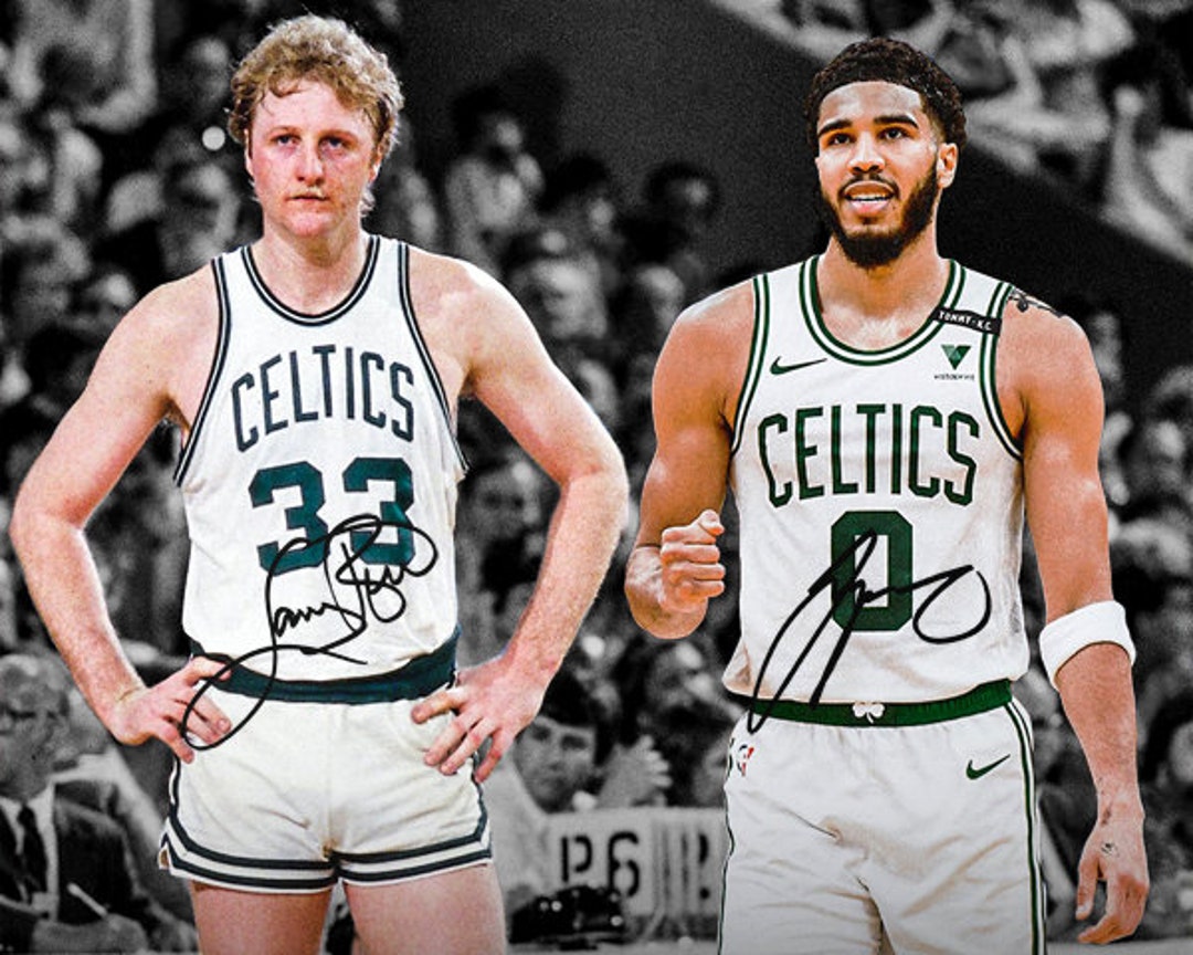 Larry Bird Jayson Tatum Boston Celtics Signed Photo Autograph Print Poster Wall Art Home Decor ...