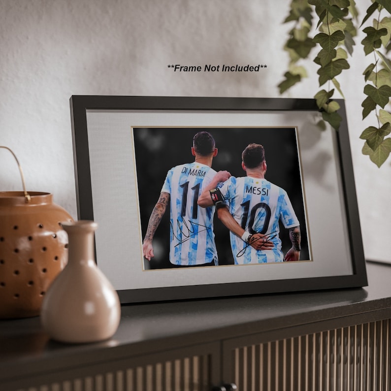 Lionel Messi Angel Di Maria Argentina Soccer Superstars Signed Photo ...