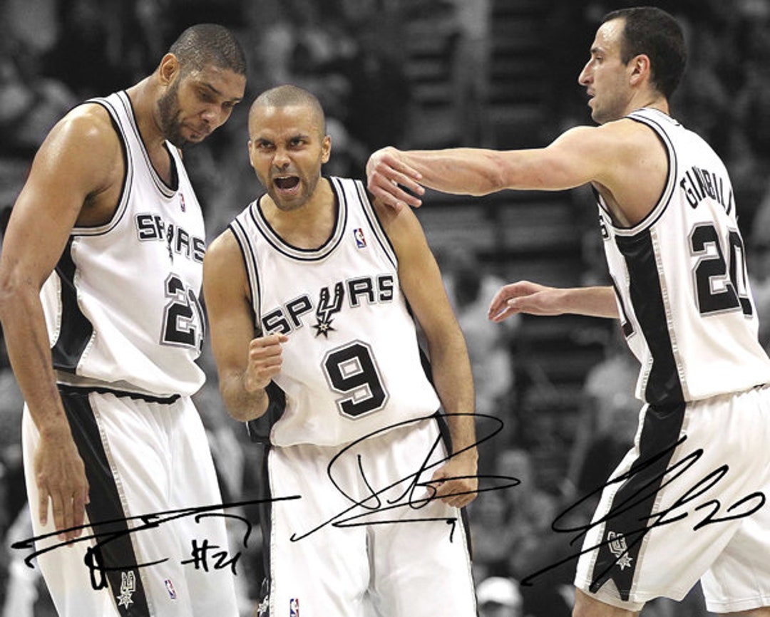 Tim Duncan Tony Parker Manu Ginobli San Antonio Spurs Legends Signed Photo Autograph Print ...