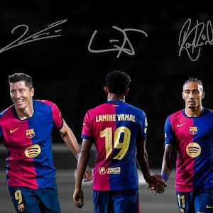Robert Lewandowski Raphinha Lamine Yamal Signed Photo Autograph Print ...
