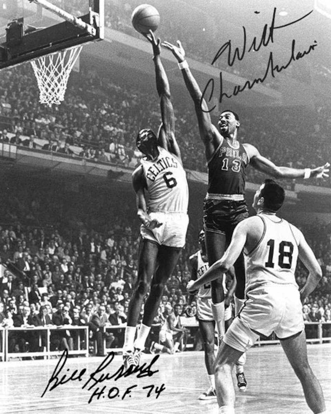 Bill Russell Wilt Chamberlain Basketball Legends Signed Photo Autograph ...