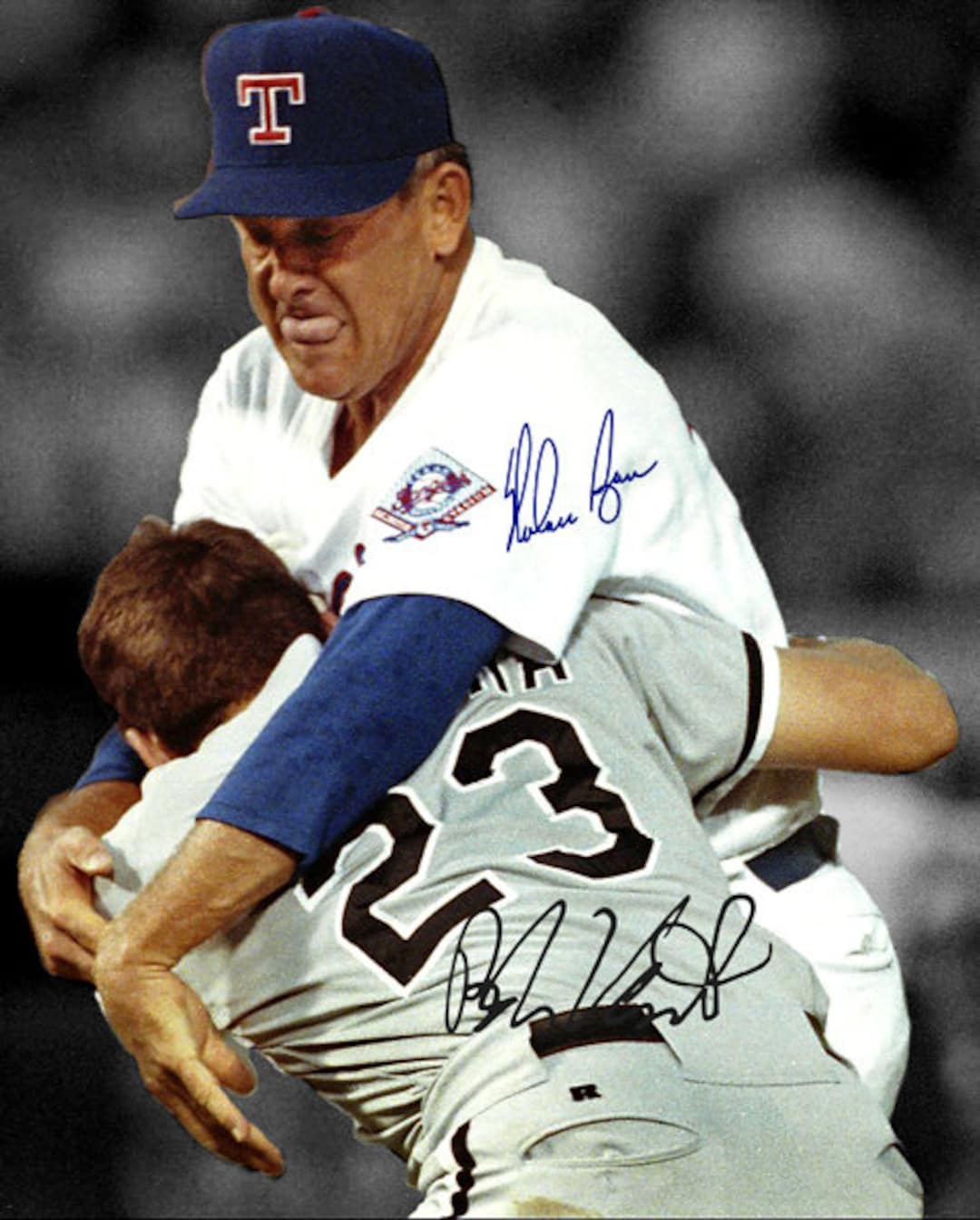 Nolan Ryan Robin Ventura Fight New York Yankees Vs Texas Rangers Signed ...