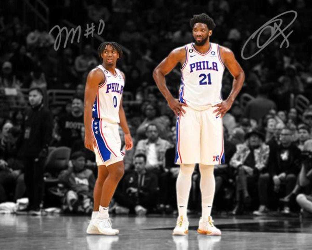 Joel Embiid Tyrese Maxey Philadelphia 76ers Signed Photo Autograph ...