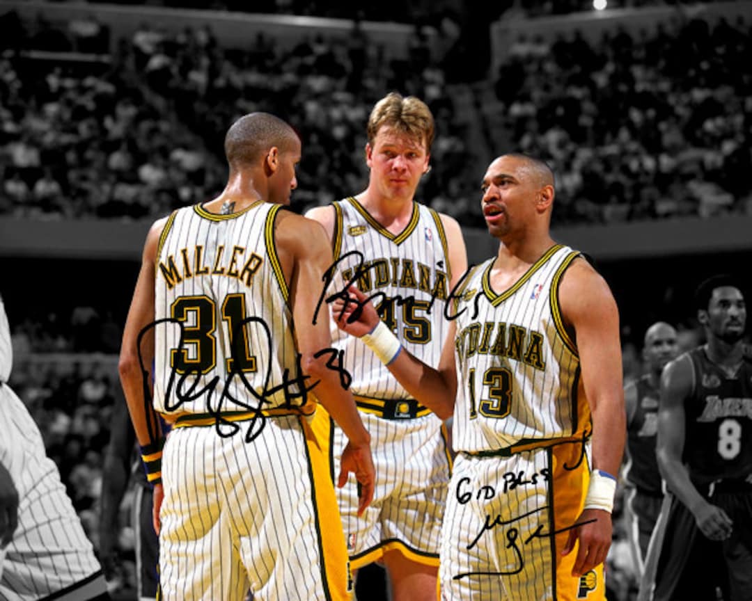 Reggie Miller Mark Jackson Rick Smits Indiana Pacers Signed Photo ...