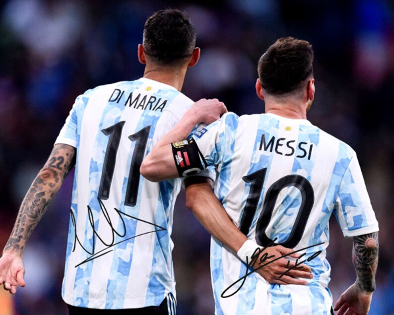 Lionel Messi Angel Di Maria Argentina Soccer Superstars Signed - Etsy
