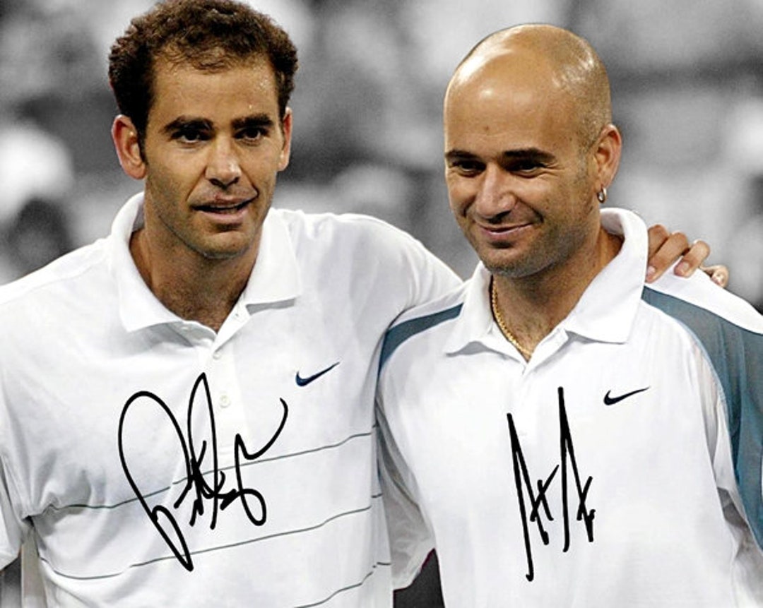 Pete Sampras Andre Agassi Tennis Legends Signed Photo Autograph Print ...