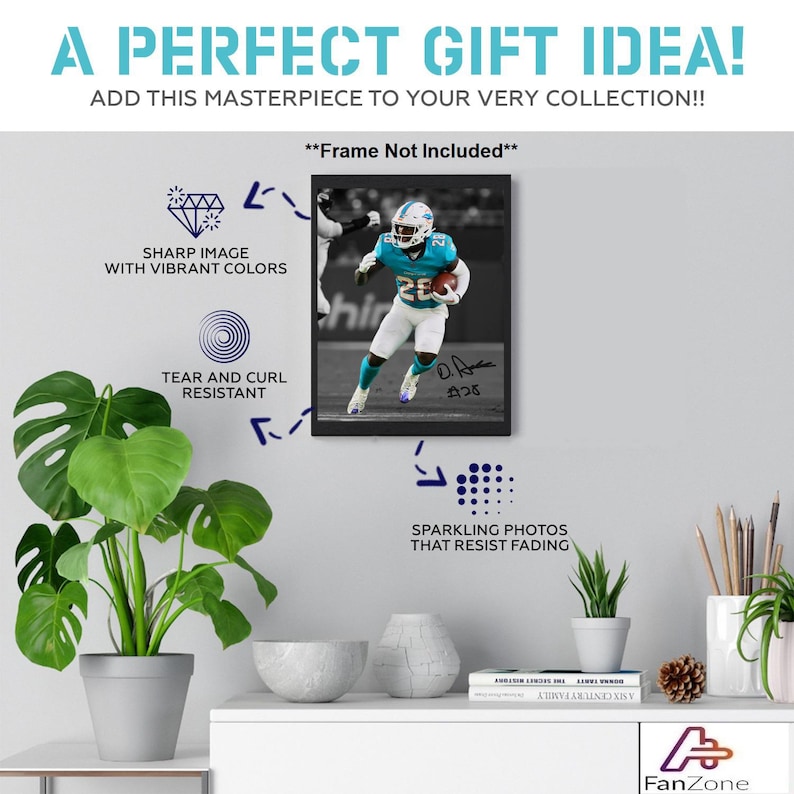 De'von Achane Miami Dolphins Epic Run Signed Photo Print Poster Wall ...