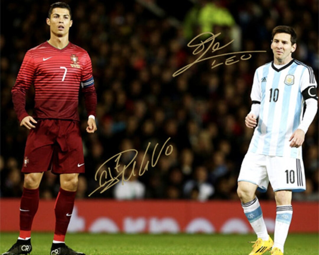 Lionel Messi Cristiano Ronaldo Argentina Portugal Soccer Goats Signed ...