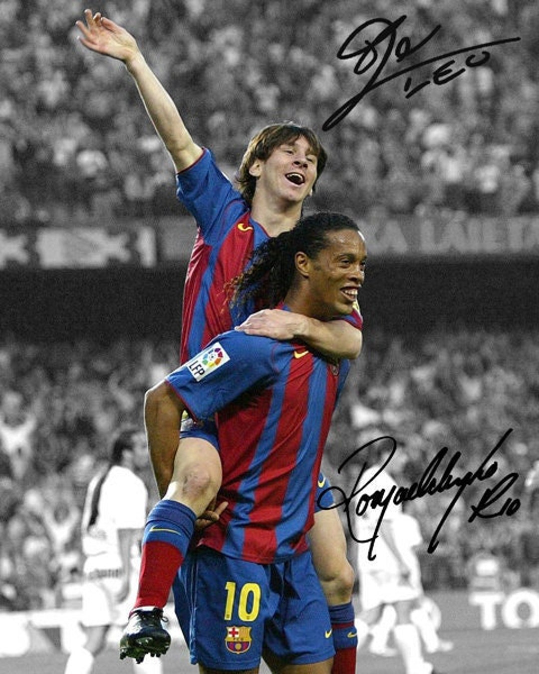Ronaldinho Lionel Messi Soccer Legends Signed Photo Autograph Print ...