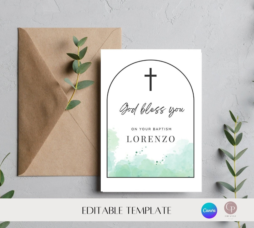 Printable Baptism Card, Personalised Baptism Card, Editable Baptism ...