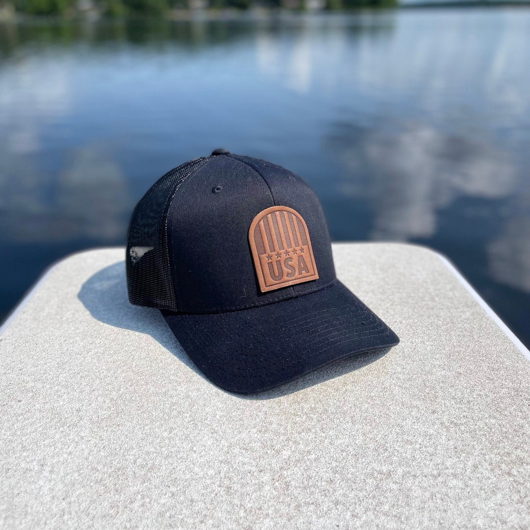Leather Patch Trucker Hat - USA Crest - 6 Colours Available - Etsy