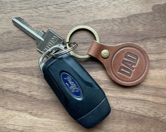 Best Dad Ever Flat Back Leather Keychain Personalized Leather Key Chain ...