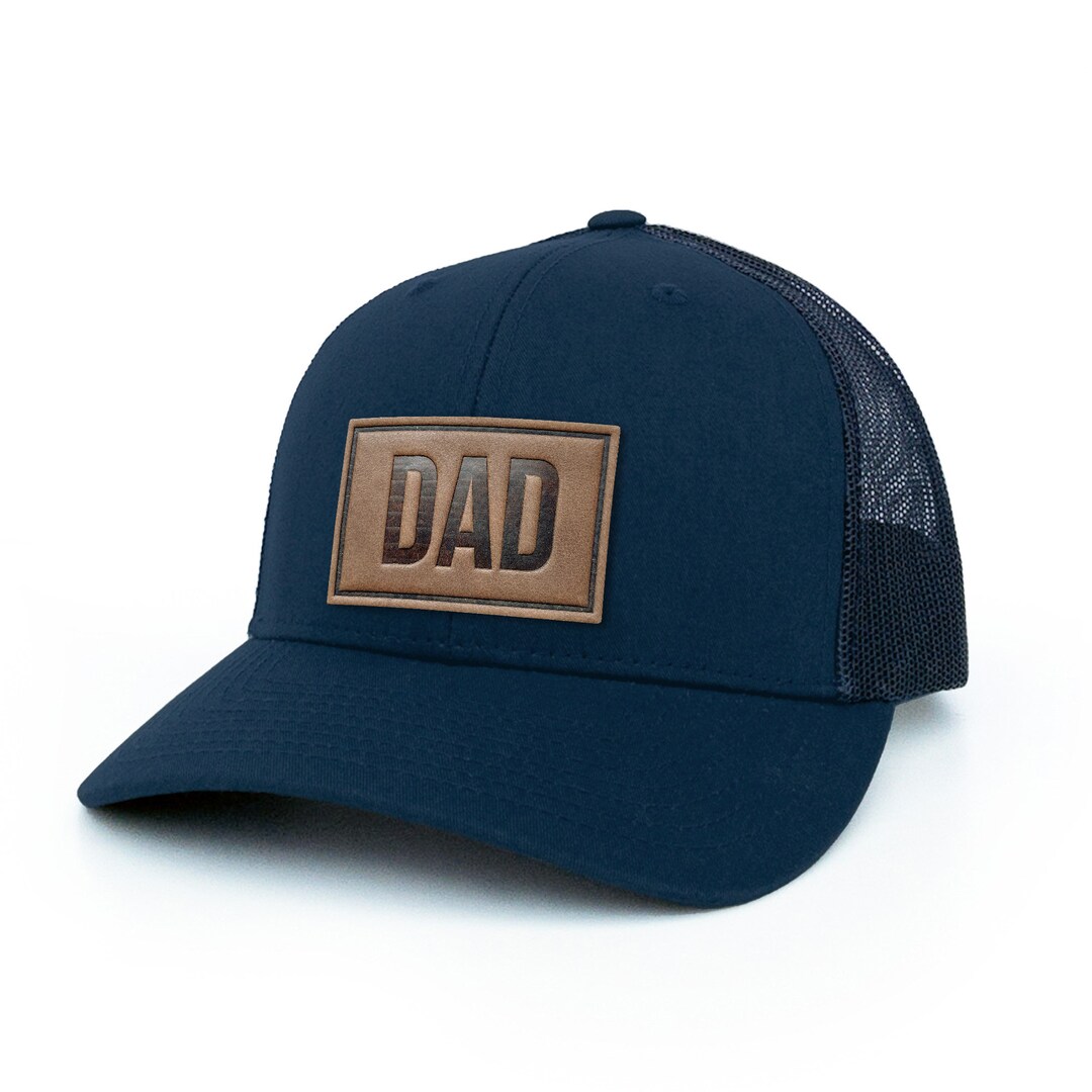 DAD Leather Patch Trucker Hat DAD Patch Personalized Text - Etsy