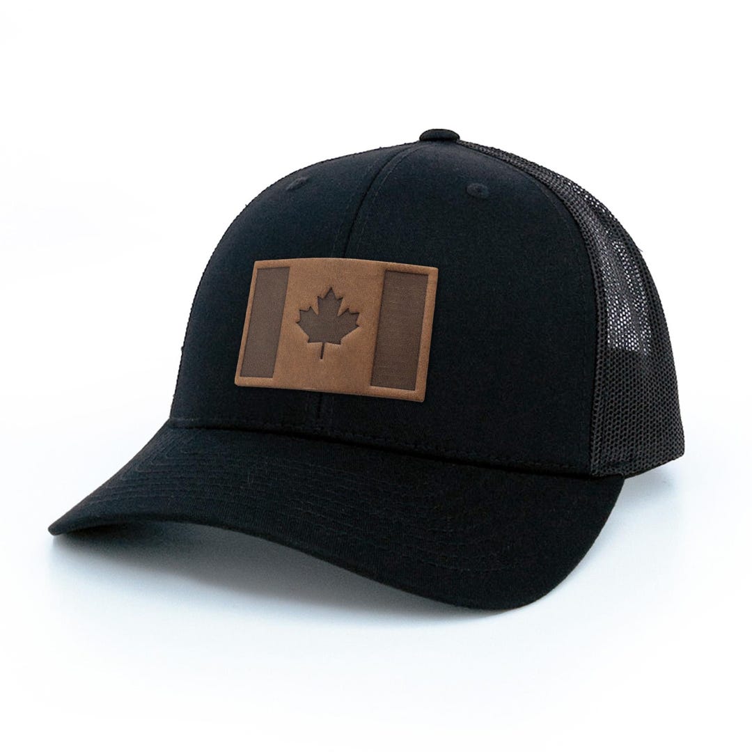 Canada Flag Hat - Leather Patch Trucker Hat - 6 Colours Available - Etsy